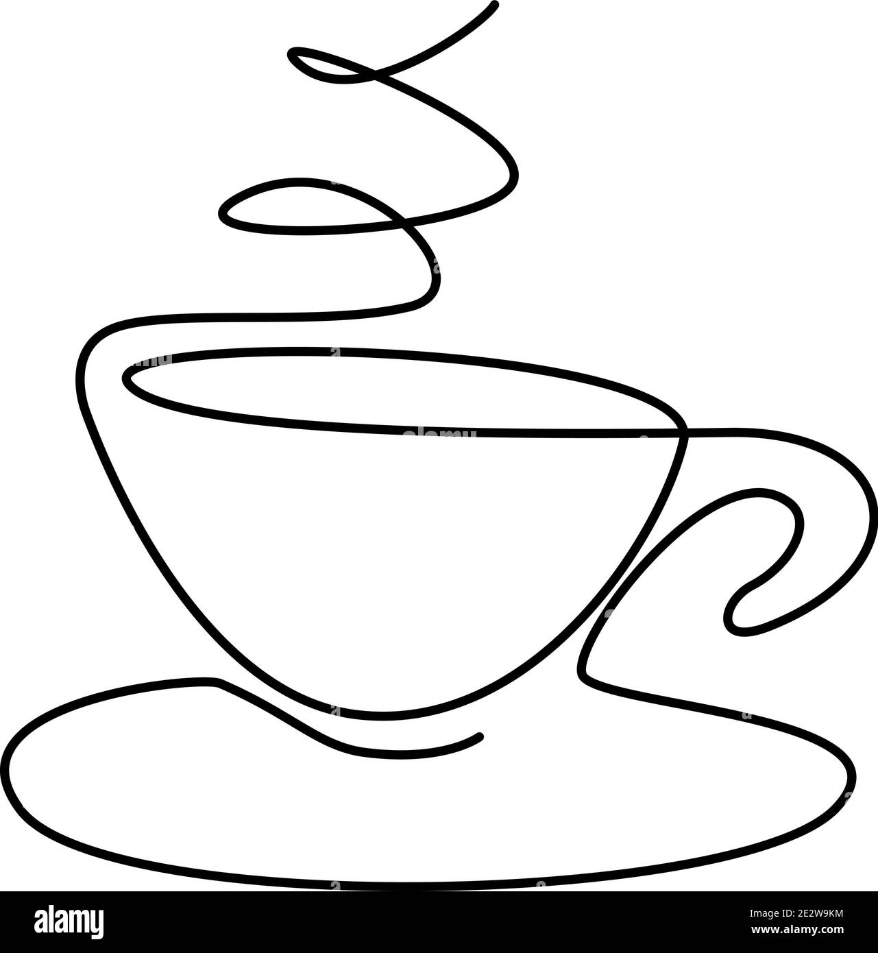 Continuous line warm coffee Stock Vector Images - Alamy