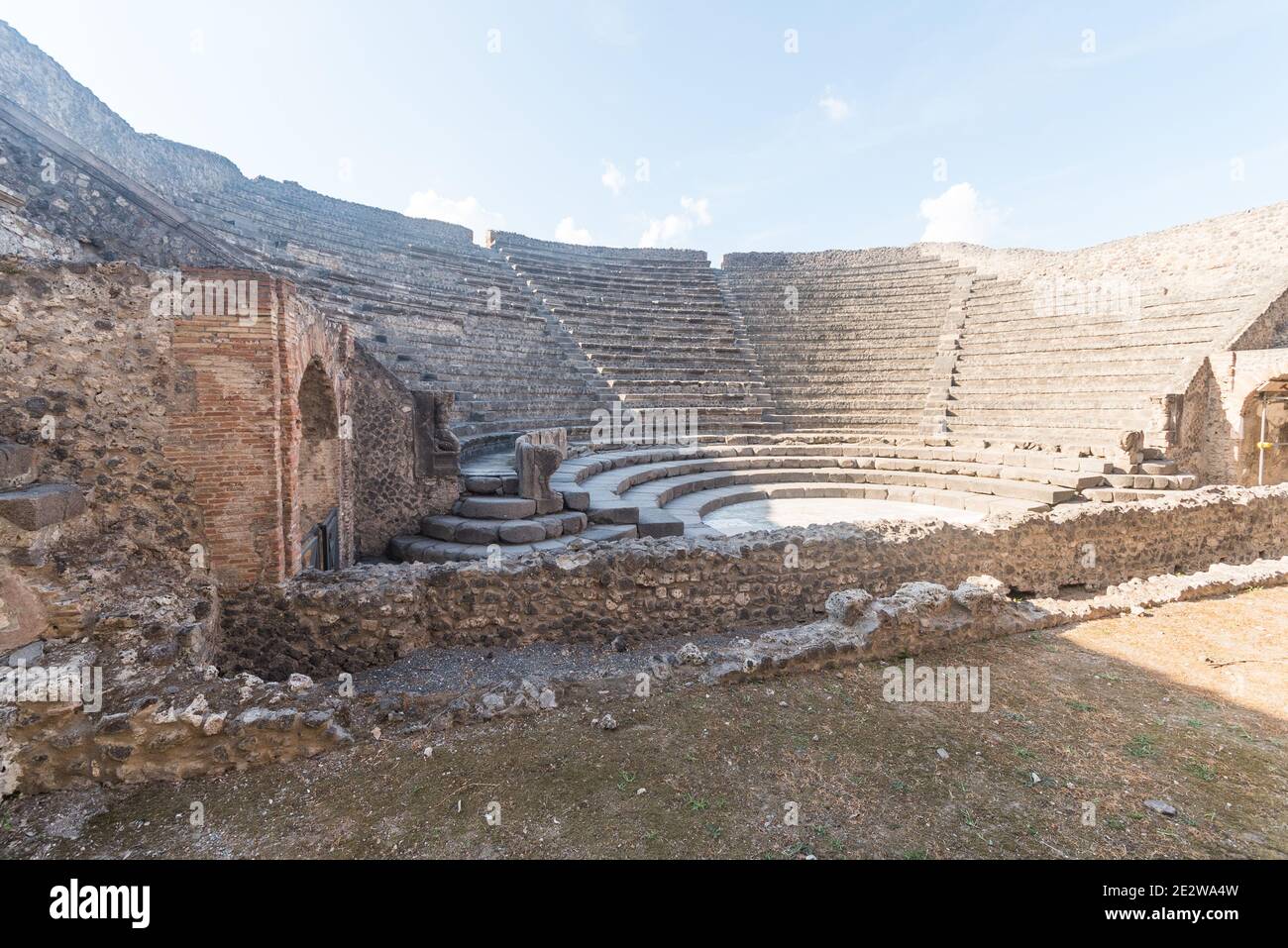 View of a theater at the Roman archaeological site of Pompeii, in Italy ...
