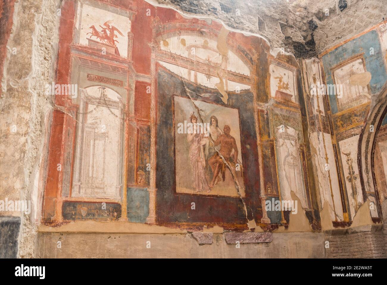 Paintings on the walls at the seat of the Augustan priests at the Roman ...