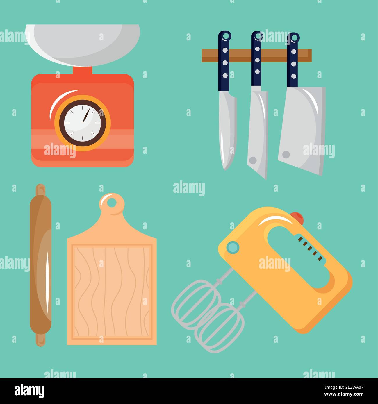 bundle of five kitchen utensils set icons Stock Vector Image & Art - Alamy