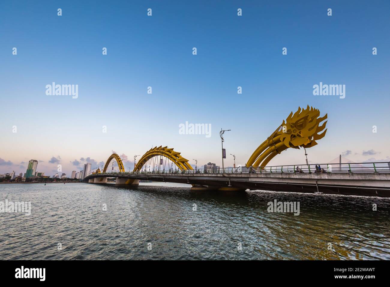 Beautiful famous Dragon Bridge in Danang, Vietnam. Sunrise photo Stock ...