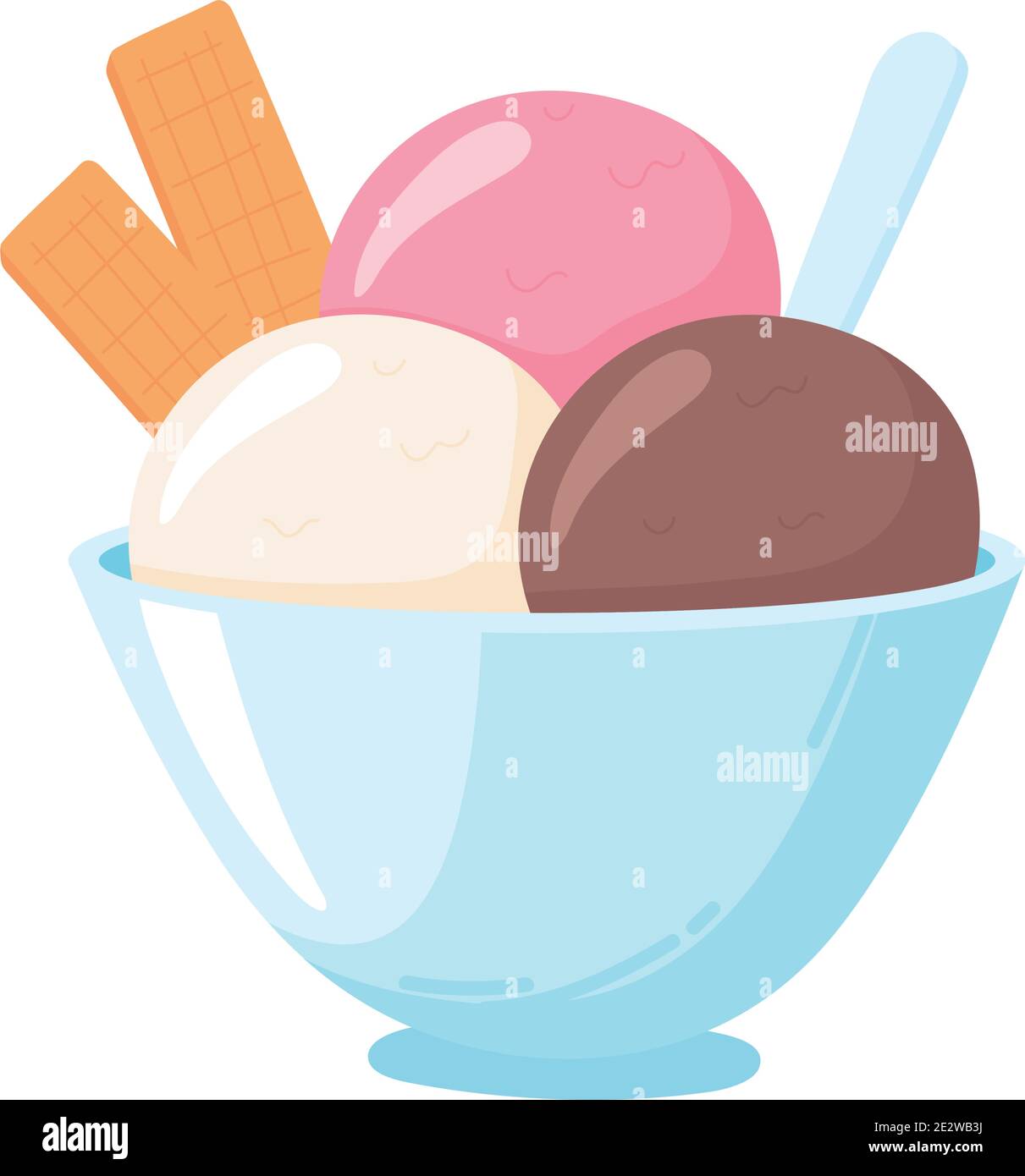scoops ice cream in bowl, milk dairy product cartoon icon vector ...