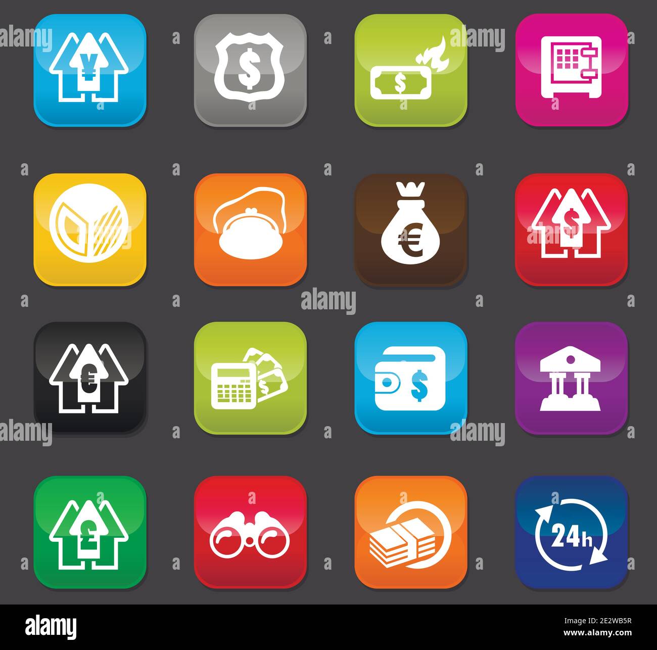 Business vector icons for user interface design. Colored buttons on a ...