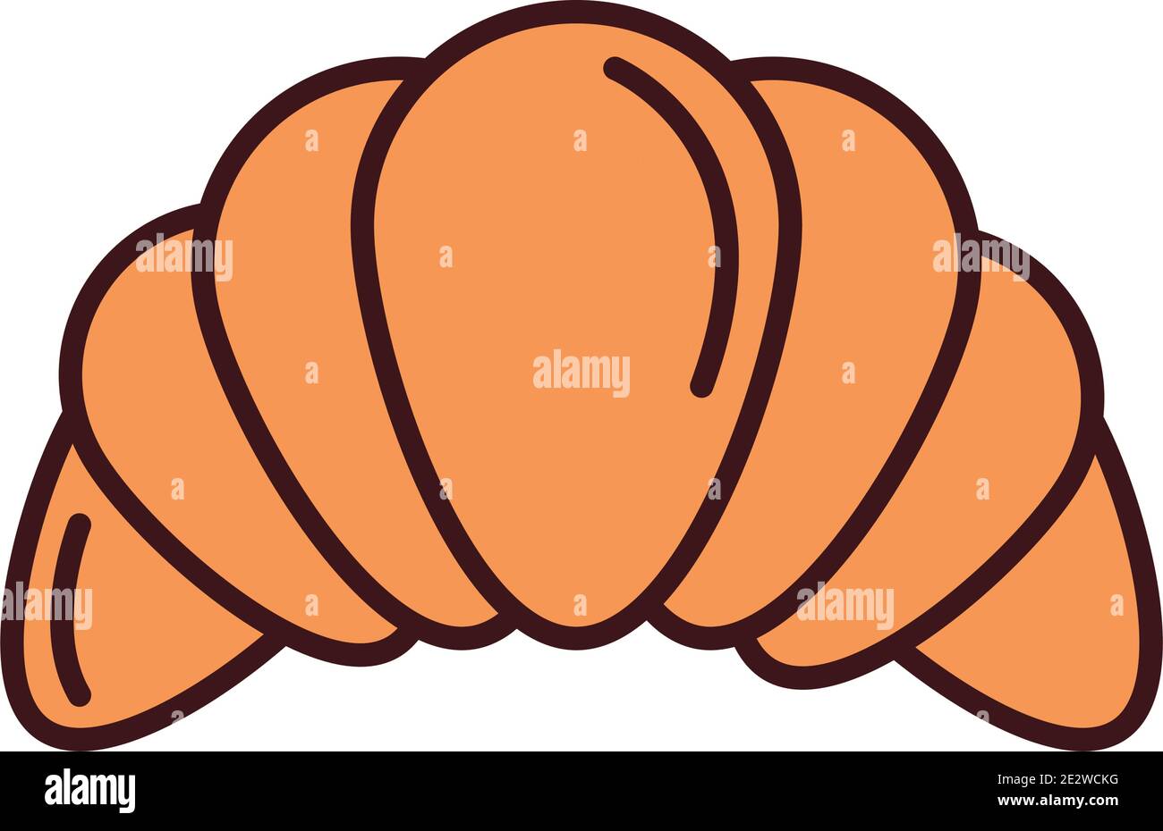 breakfast bread croissant bakery food line and fill style vector ...