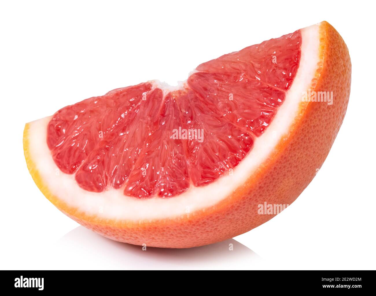 slice of pink grapefruit citrus fruit isolated on white background with ...