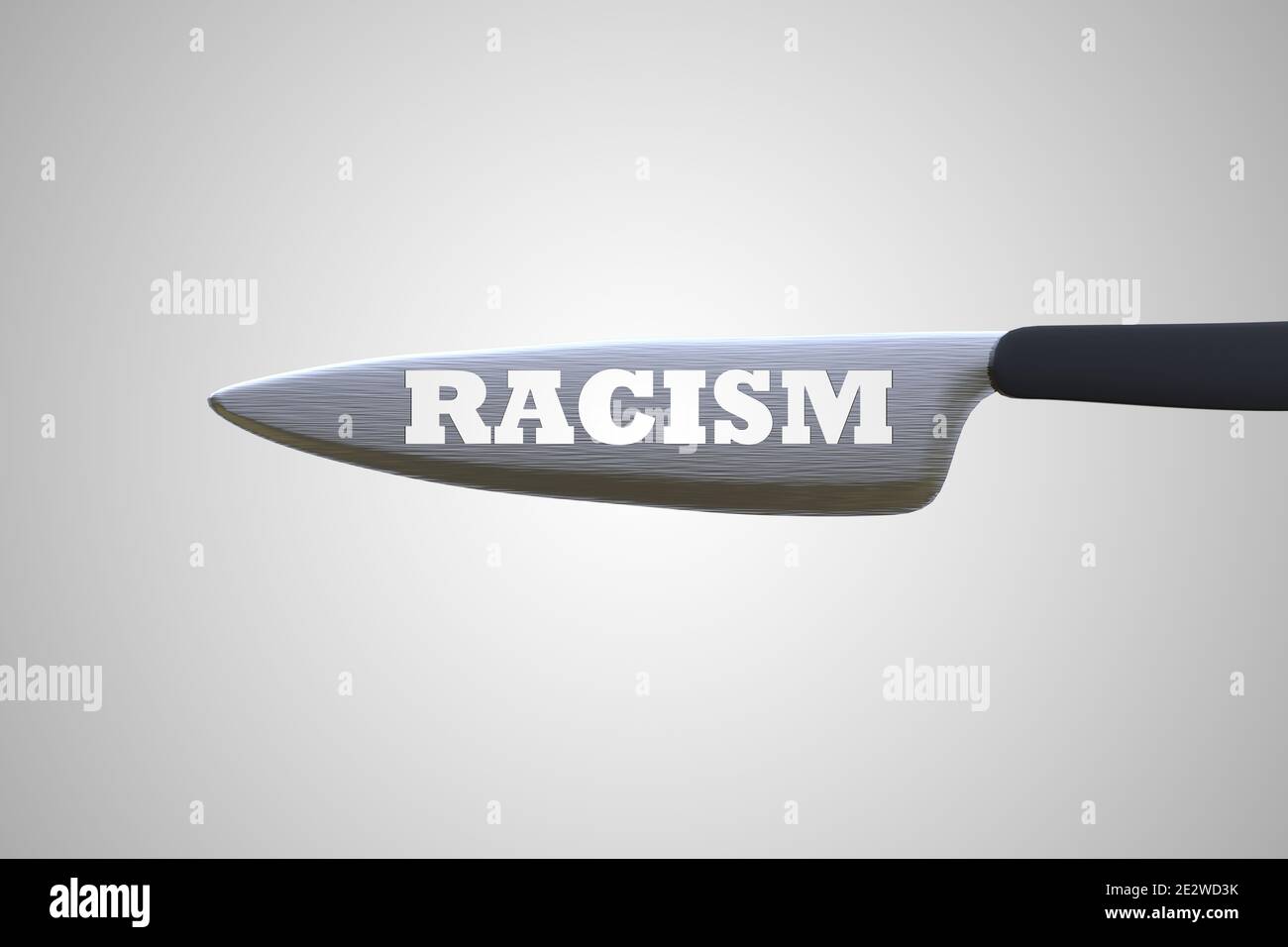 Racism letters on a knife blade demonstrating racism danger and ...