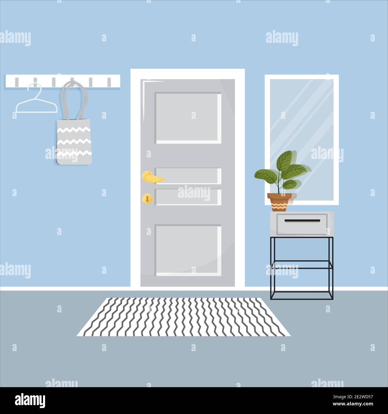 Hall interior with doors, shelves, mirror. Elegant, stylish and modern ...