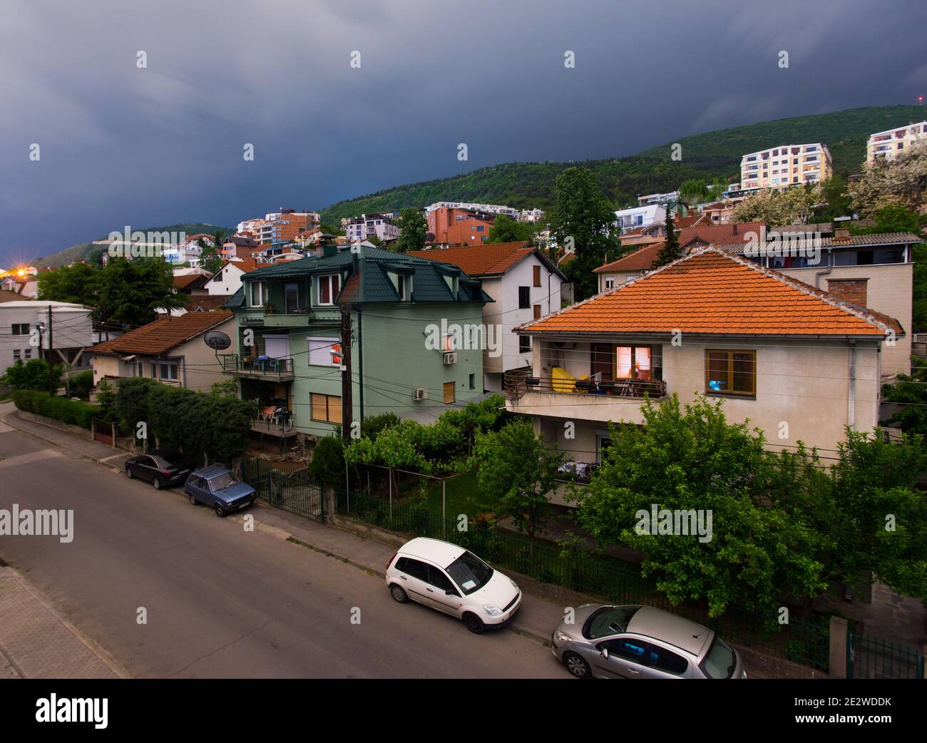 Top view row of single family houses in residential area Stock Photo ...