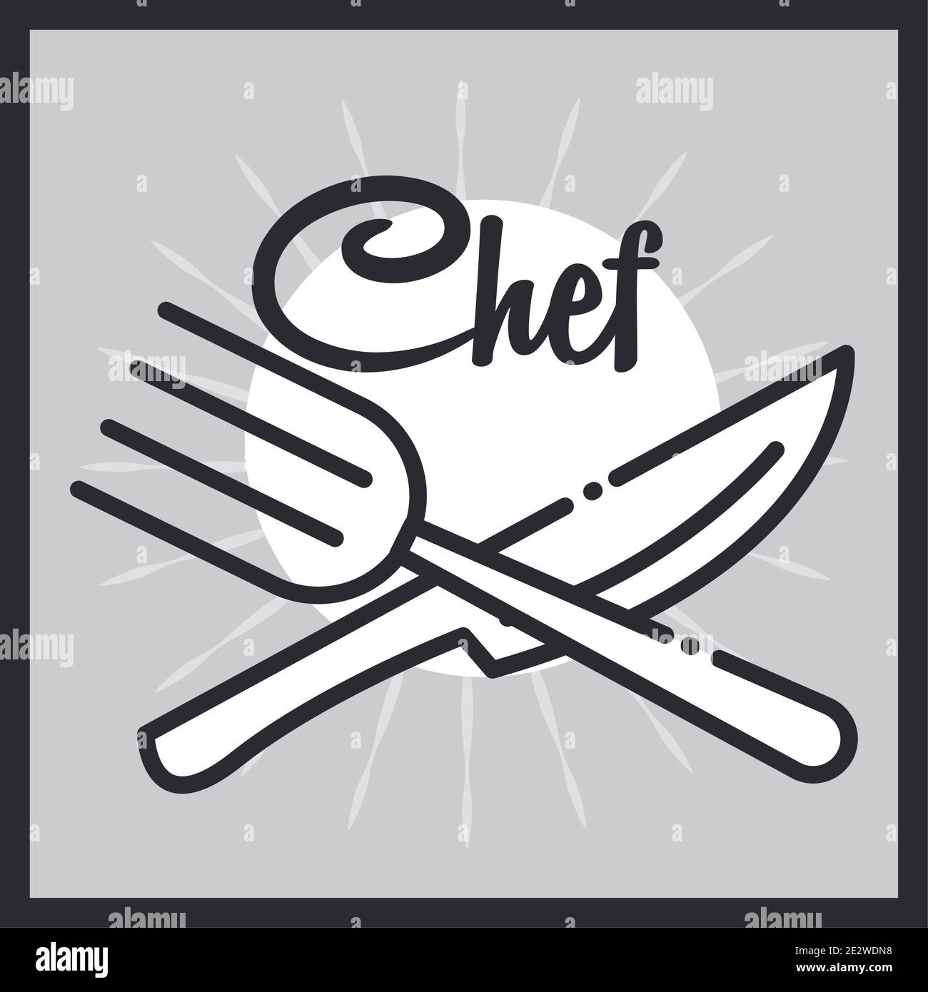crossed fork and knife utensil cooking linear style vector illustration ...