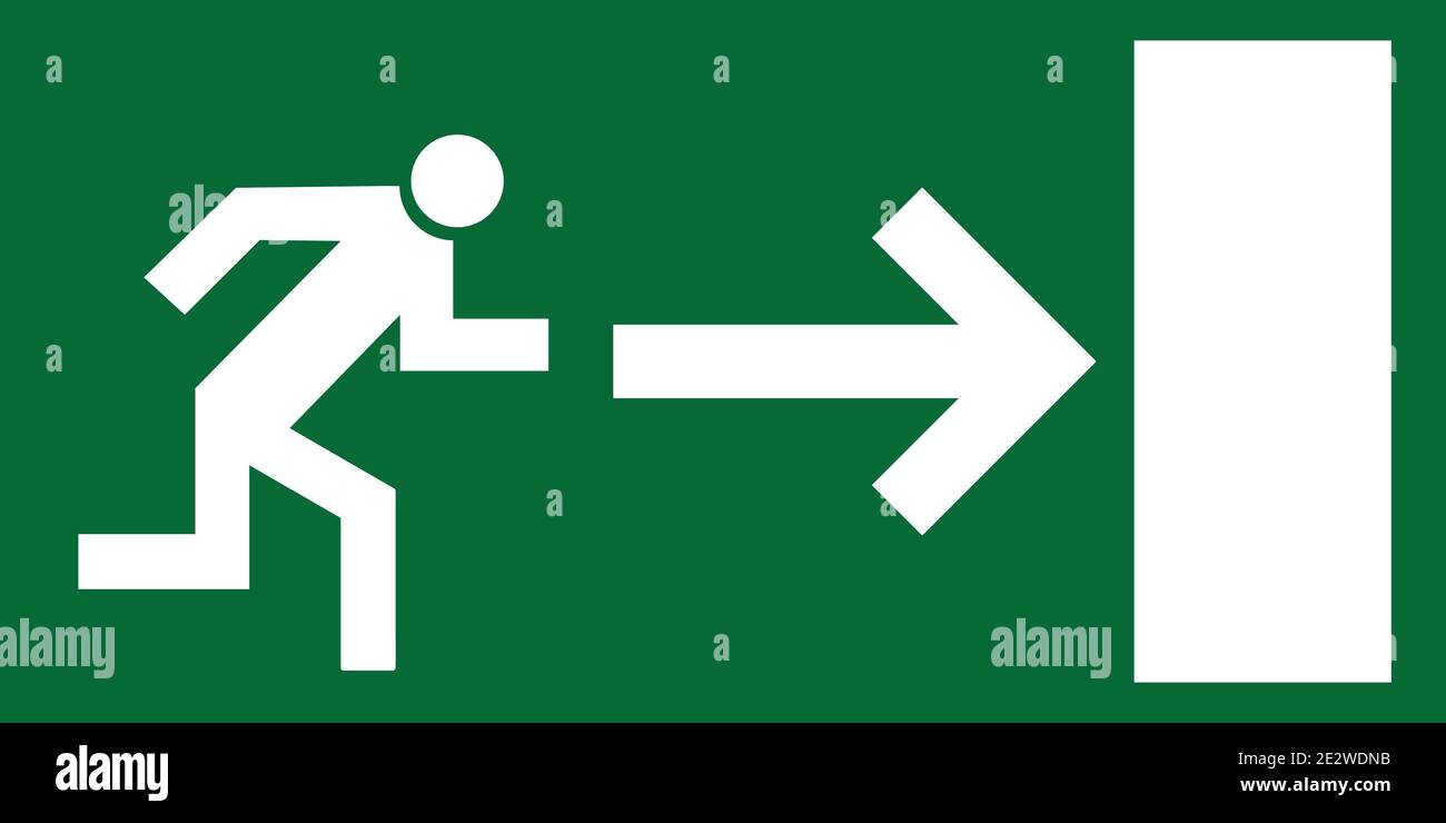 Emergency exit sign right vector green Stock Vector Image & Art - Alamy