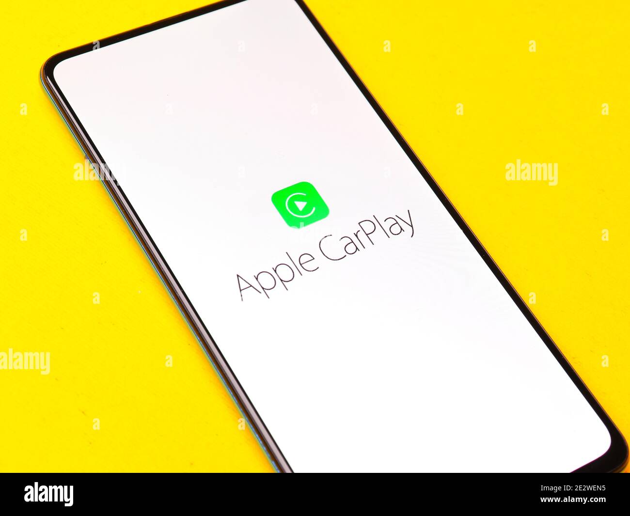 Assam, india - January 15, 2020 : Apple Carplay logo on phone screen ...