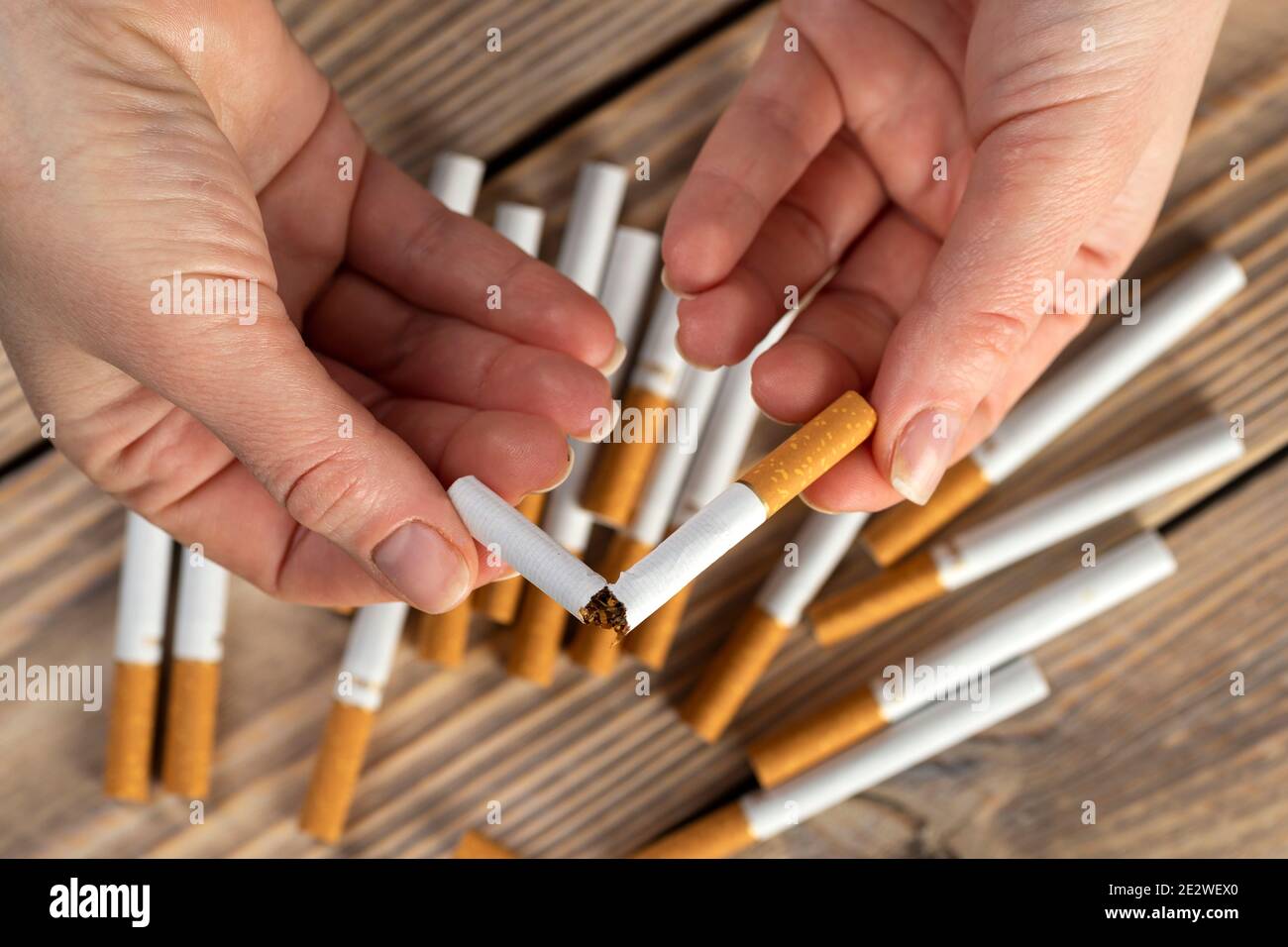 Stop smoking cigarettes concept. Portrait of beautiful smiling girl ...