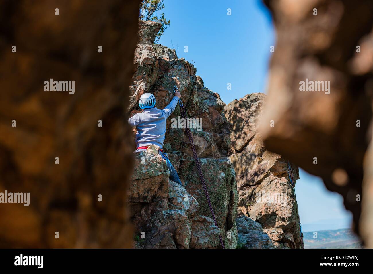 Climbing in nature. Fitness outdoors. Active lifestyle. Extreme sports ...