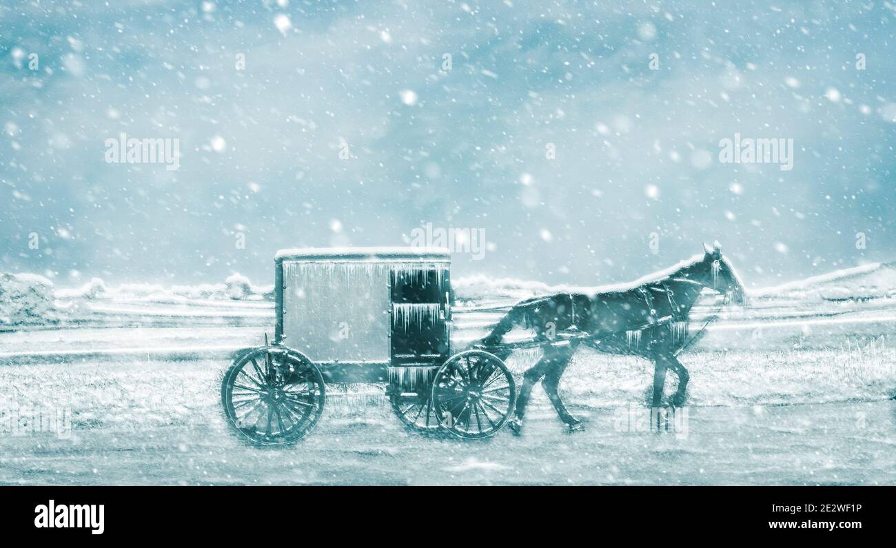 Horse buggy snow hi-res stock photography and images - Alamy
