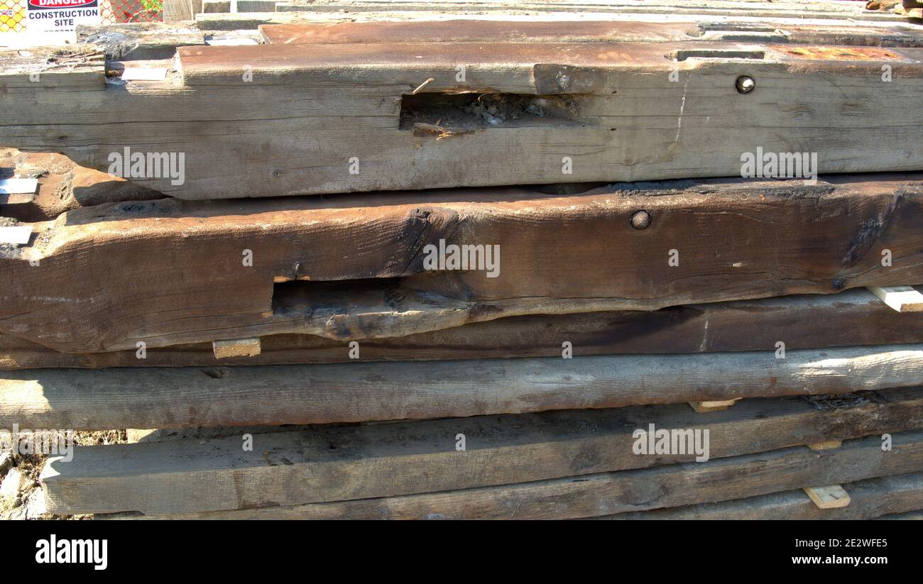 An Old Timber Frame Lumber Being Carefully Laid and Stored for ...