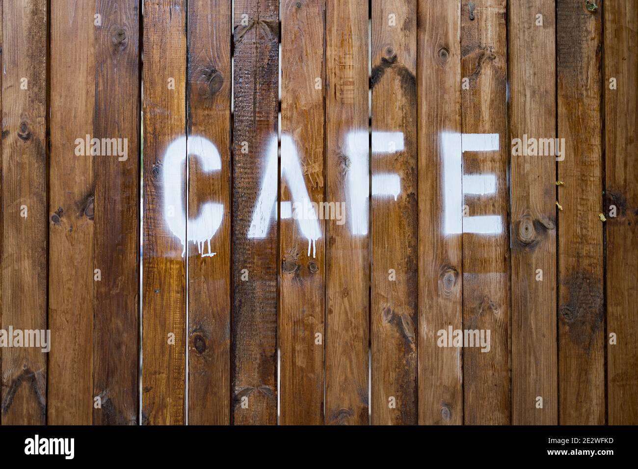 Brown painted Wood texture of wood wall with cafe inscription Stock ...