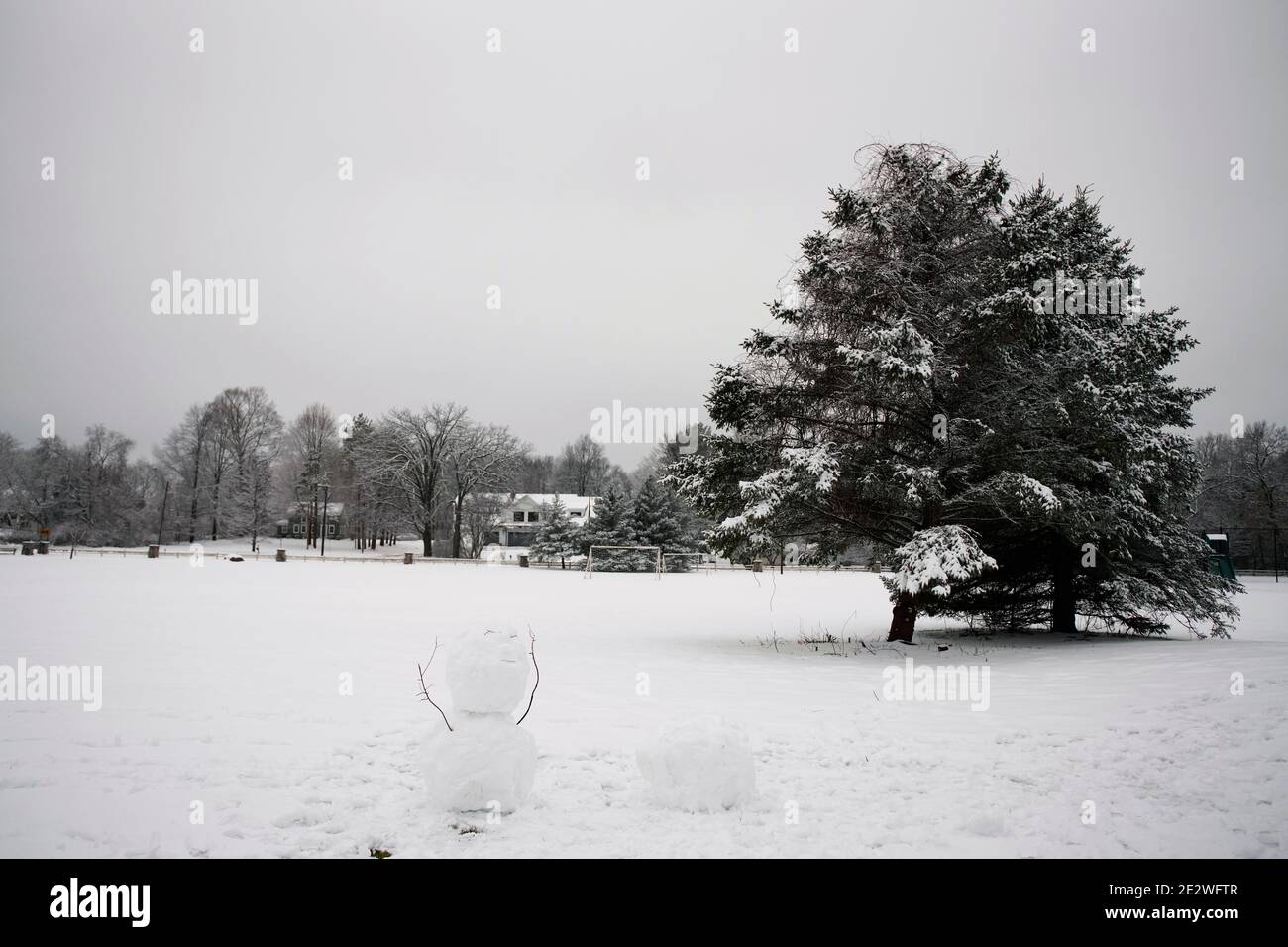 The winter landscape of Ada Park in Grand Rapids, Michigan Stock Photo ...