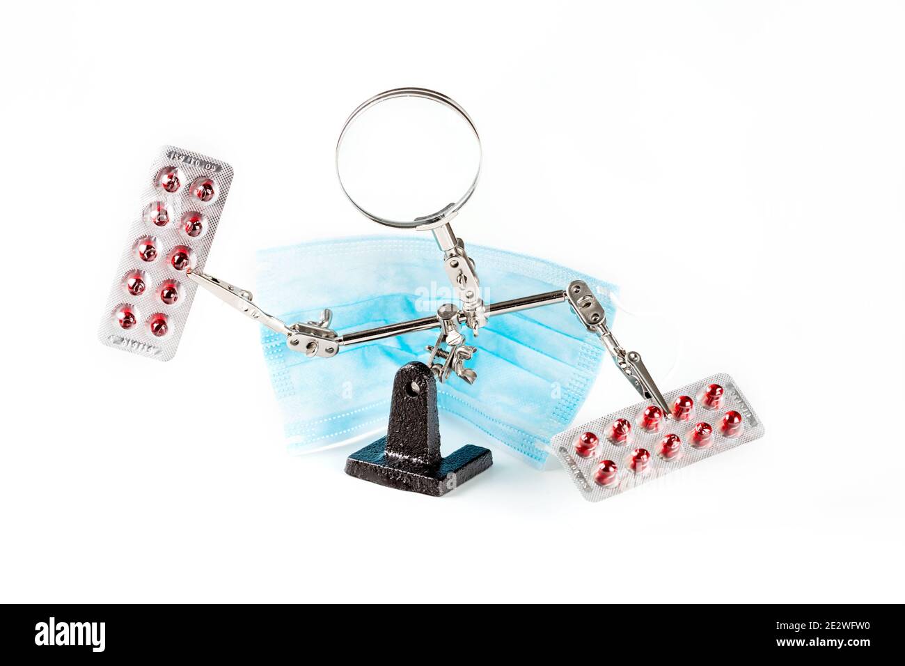 Abstract pharmaceutical background with engineering tool third hand ...