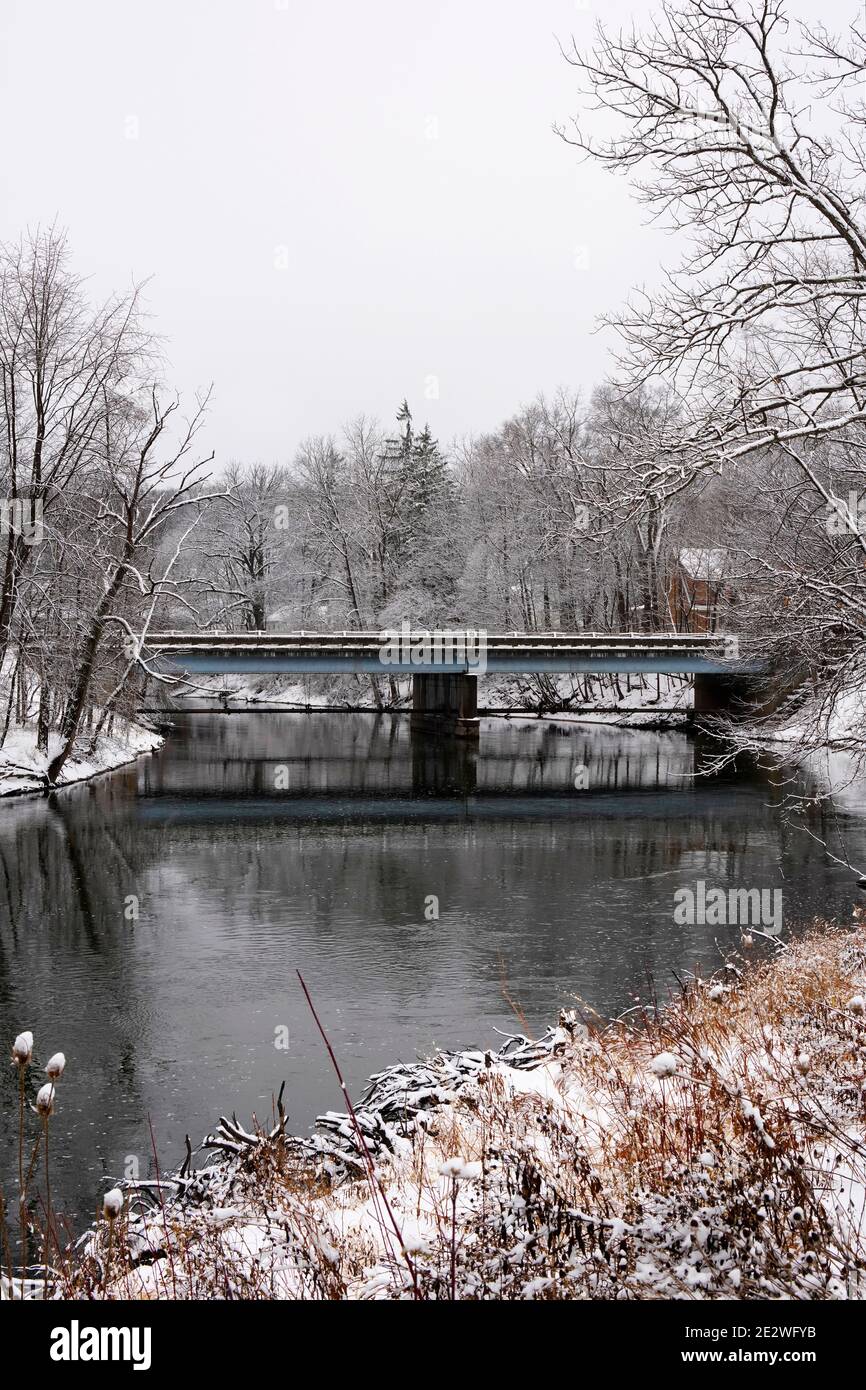 The winter landscape of Ada Park in Grand Rapids, Michigan Stock Photo ...
