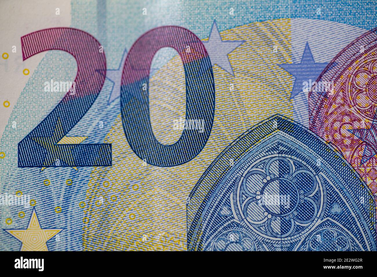 the detail 20 euro banknote on a white background Stock Photo - Alamy