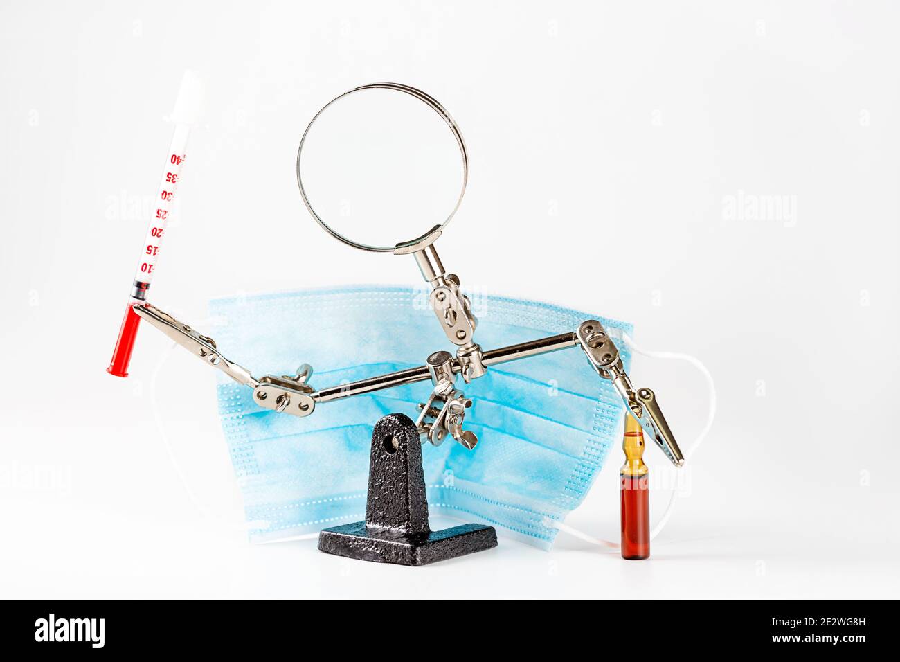 Abstract pharmaceutical background with engineering tool third hand ...