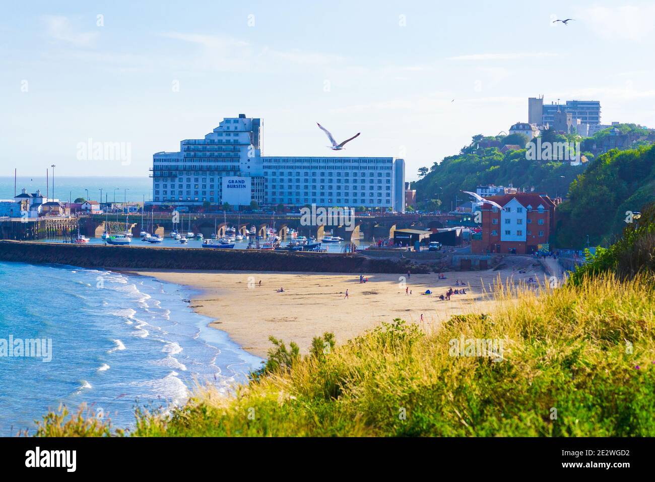 View of Sunny Sands-popular beach for swimming and kayaking,the harbour ...