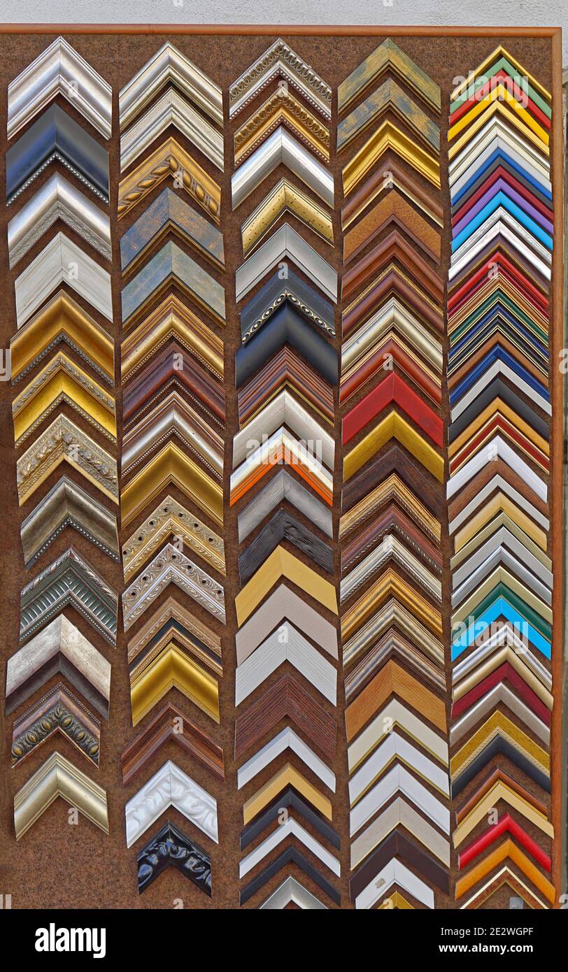 Picture frame corners colours samples art material Stock Photo - Alamy