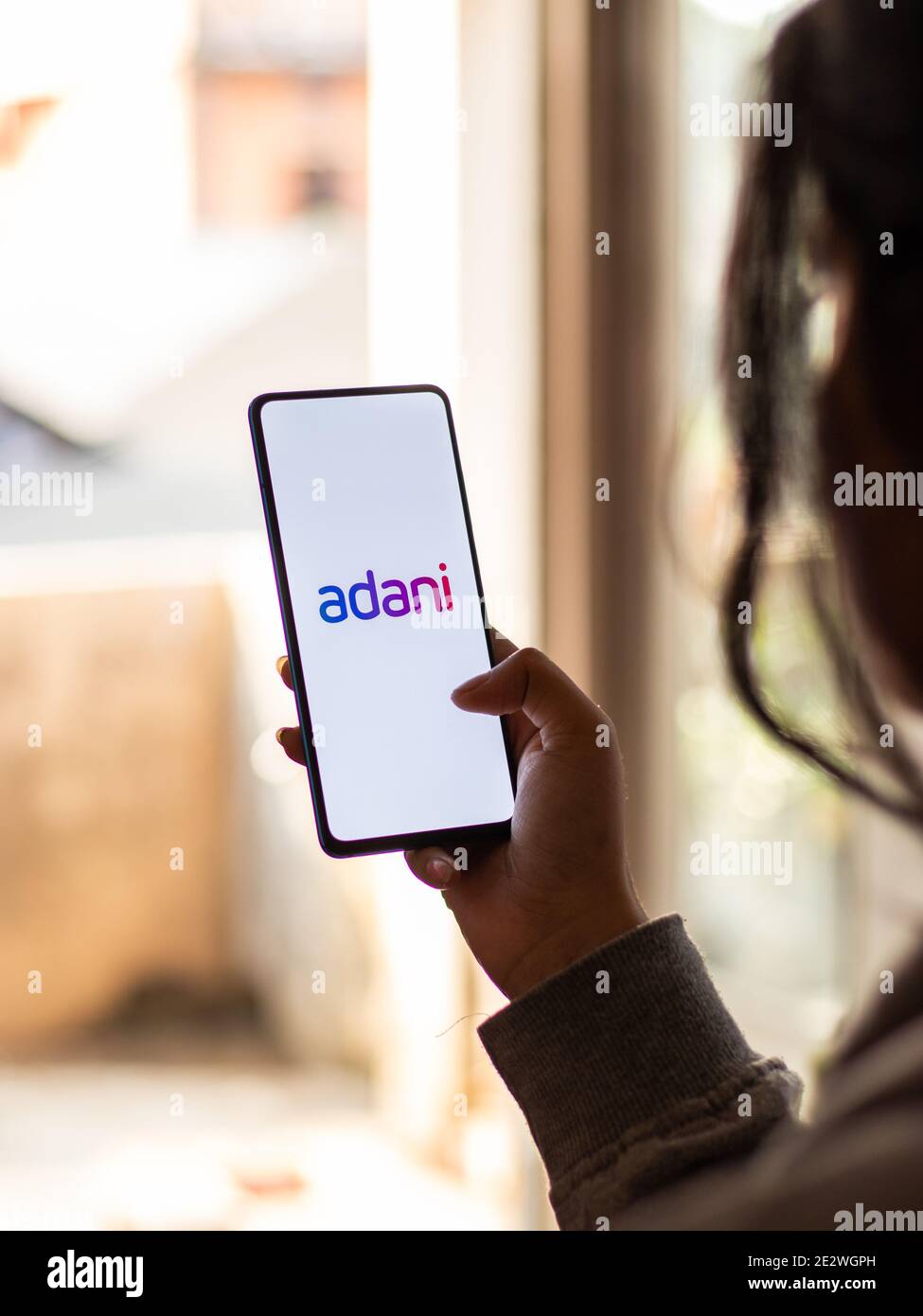 Assam, india - January 15, 2020 : Adani logo on phone screen stock ...
