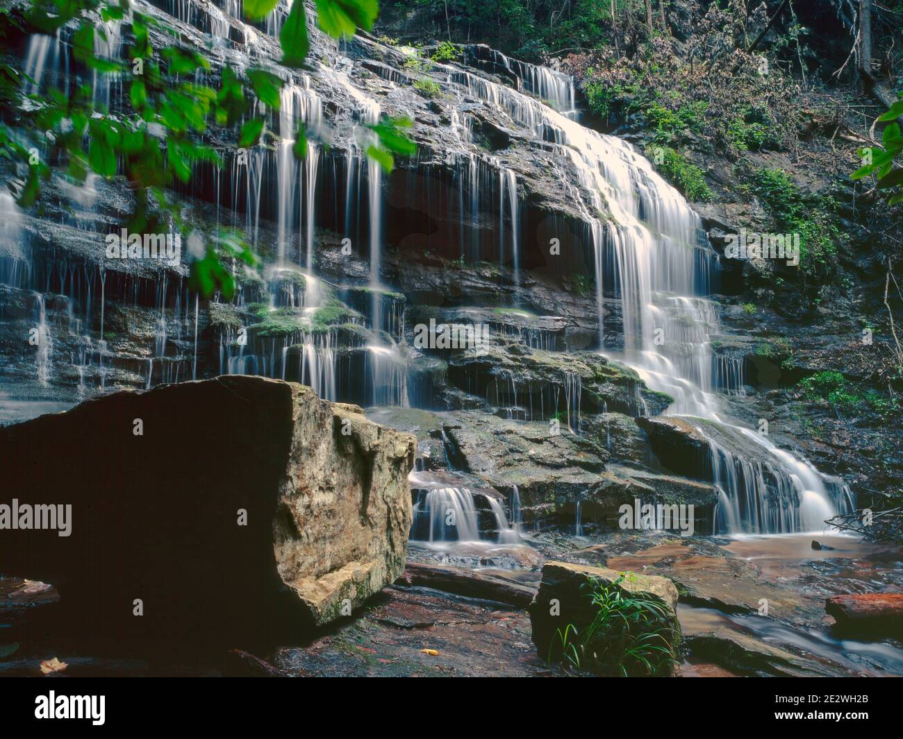 Oconee Station Falls in early summer with new growth in the trees ...