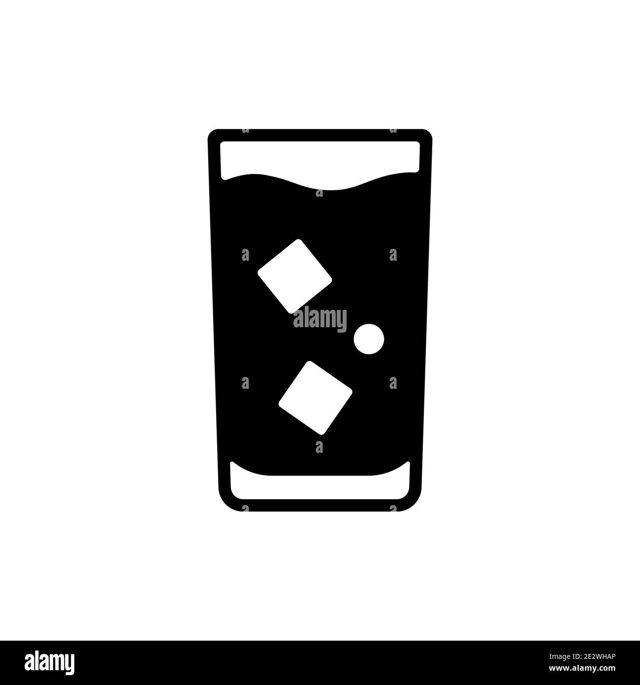 Glass of water with ice vector glyph icon. Graph symbol for cooking web ...