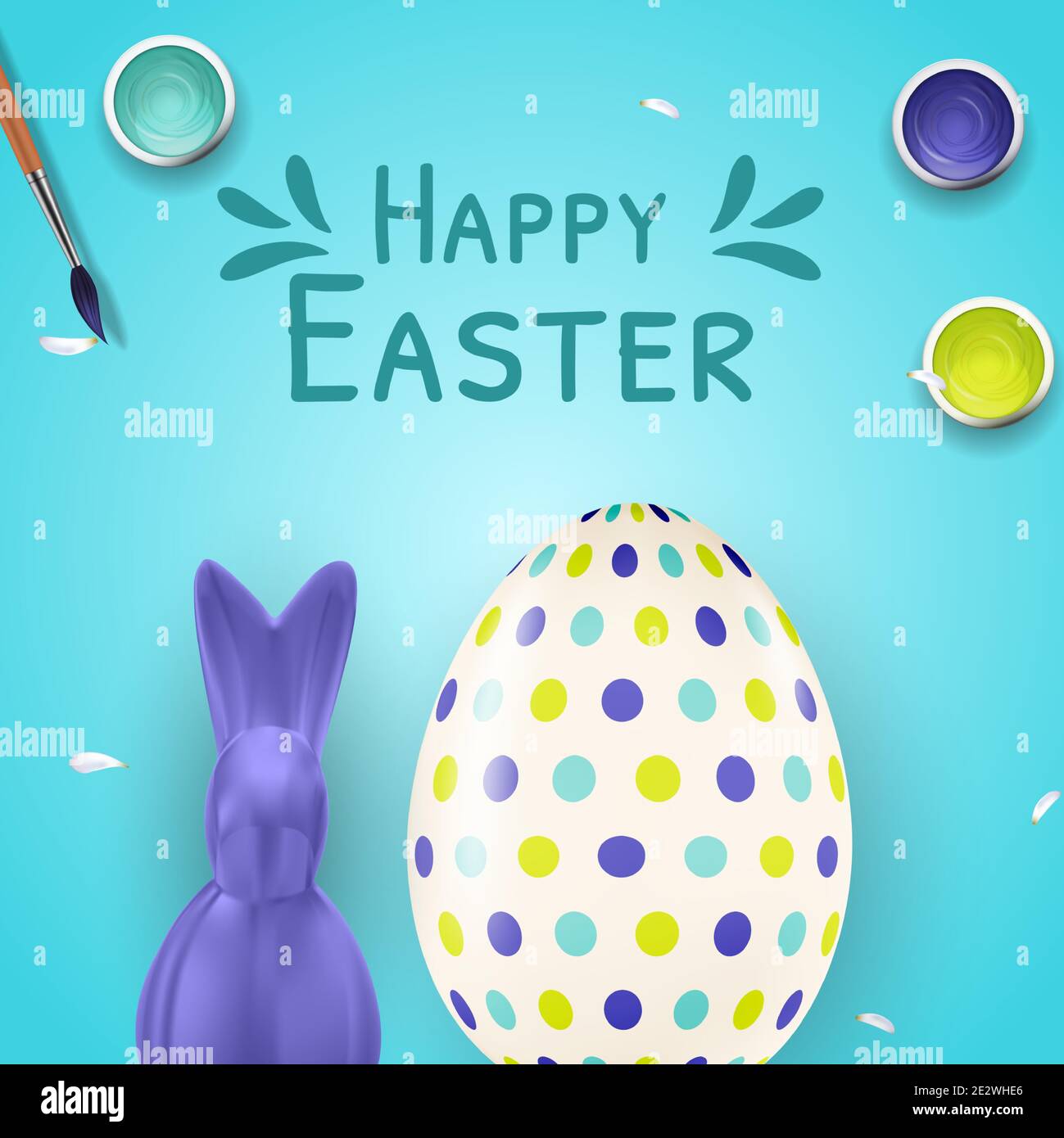 Easter poster template with 3d realistic Easter eggs. Template for ...
