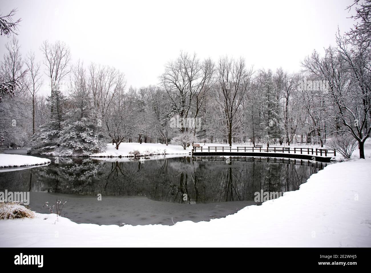 The winter landscape of Ada Park in Grand Rapids, Michigan Stock Photo ...