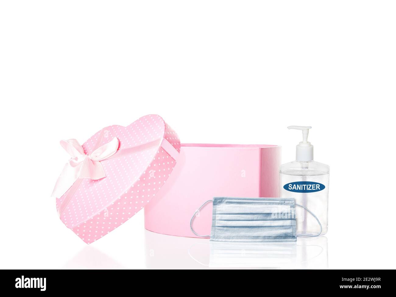 Valentine's Day concept during Covid-19 pandemic with heart-shaped pink ...