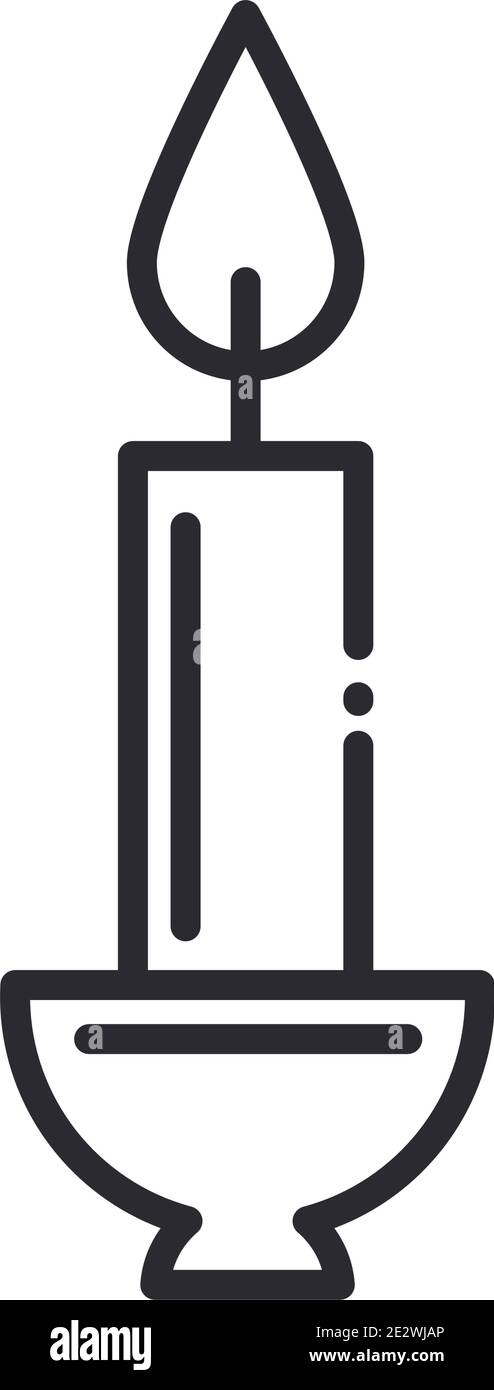 burning candle light flame line style icon vector illustration Stock ...