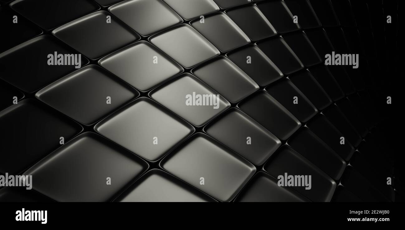 abstract twisted geometric object consisting of black cubes 3d render ...