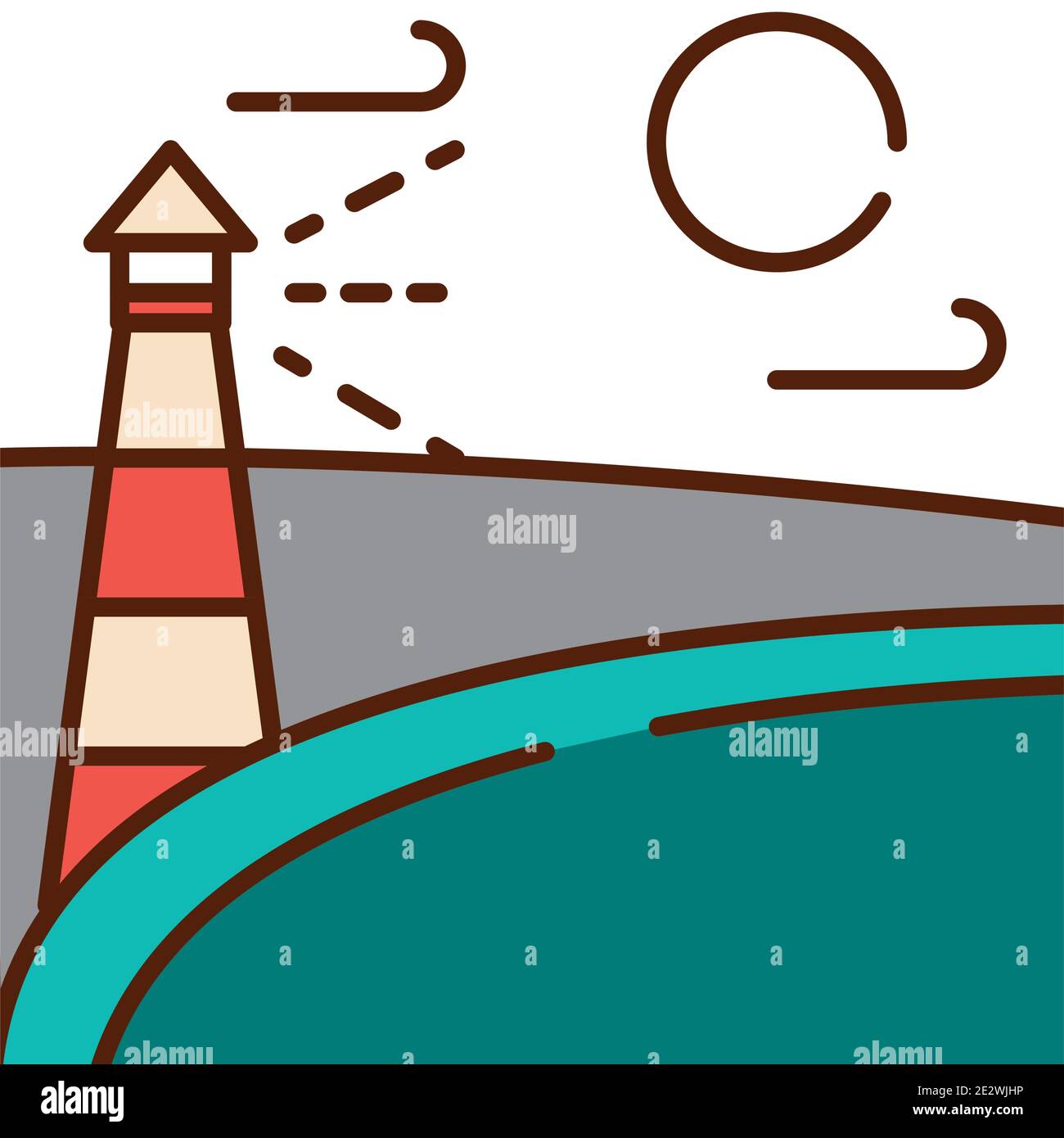 landscape lighthouse maritime sea sky nature cartoon, vector ...