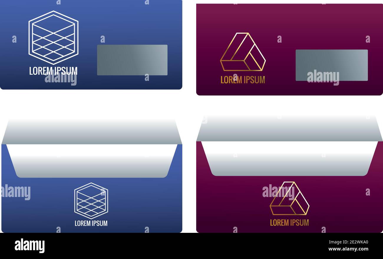 envelopes mail colors mockup branding icons vector illustration design ...