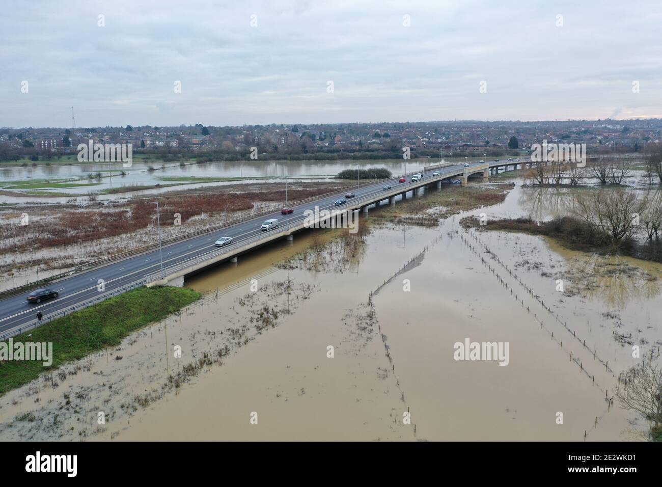 Essex, UK. 15th January 2021. Flooding in Chelmsford, Essex, after the ...