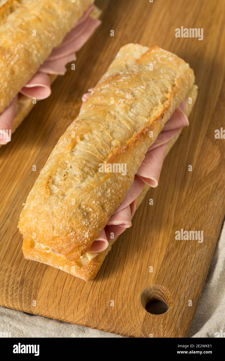 Homemade French Ham Jambon Beurre Sandwich with Butter Stock Photo - Alamy
