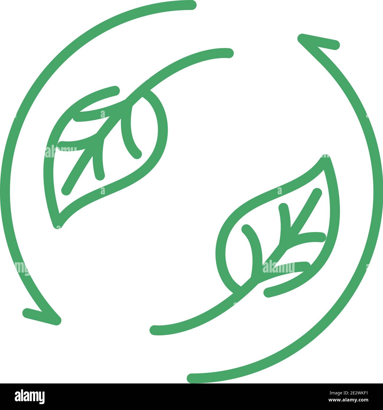 organic natural, leaf cycle ecology green line style vector ...
