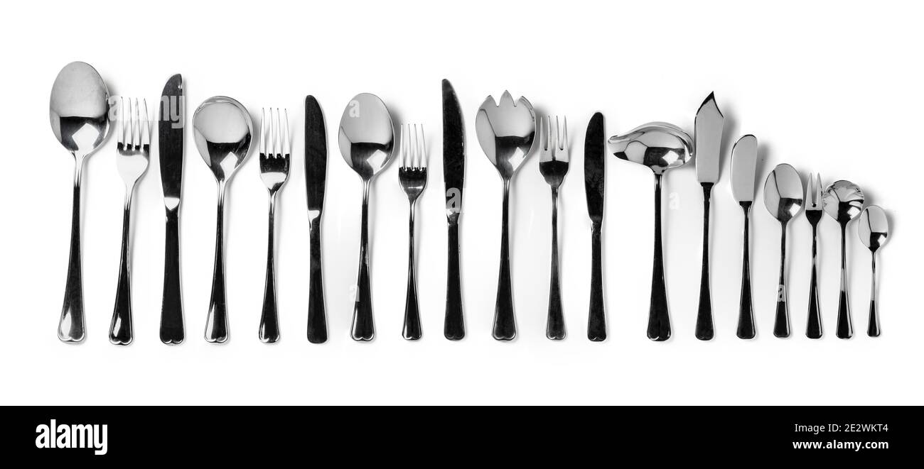 Set of silverware isolated on white background Stock Photo - Alamy