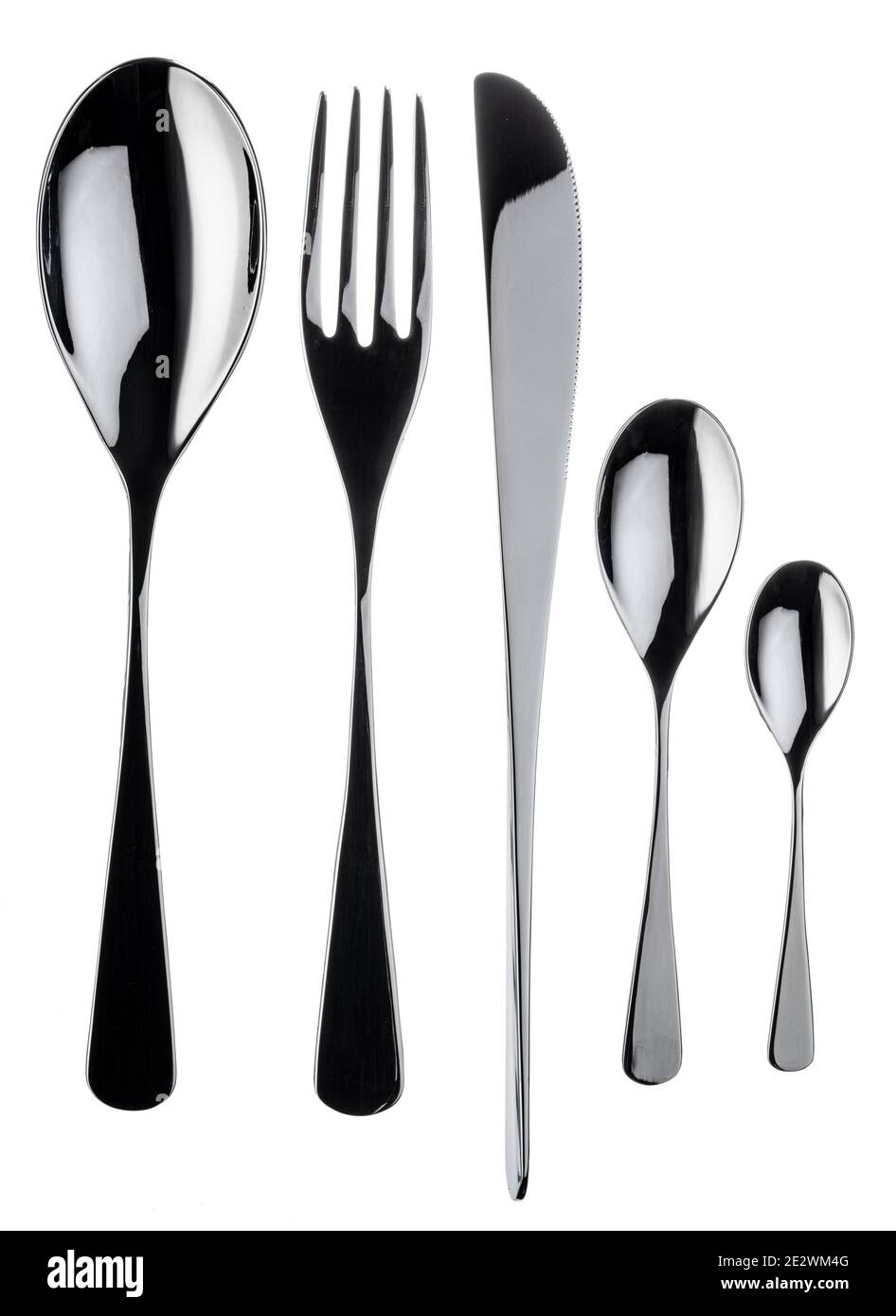 Set of silverware isolated on white background Stock Photo - Alamy