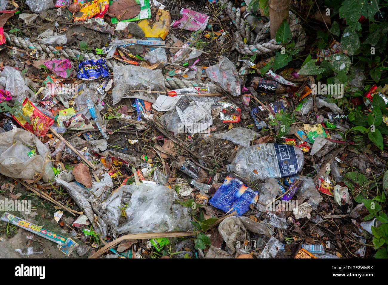 Plastic pollution at a village at Chanpur. Bangladesh Stock Photo - Alamy