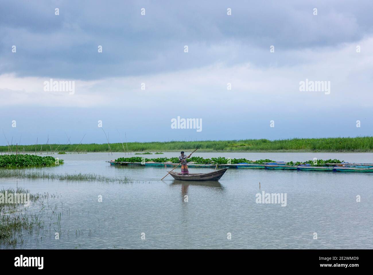 Man pulling boat on the Meghna River, Chandpur, Bangladesh Stock Photo ...