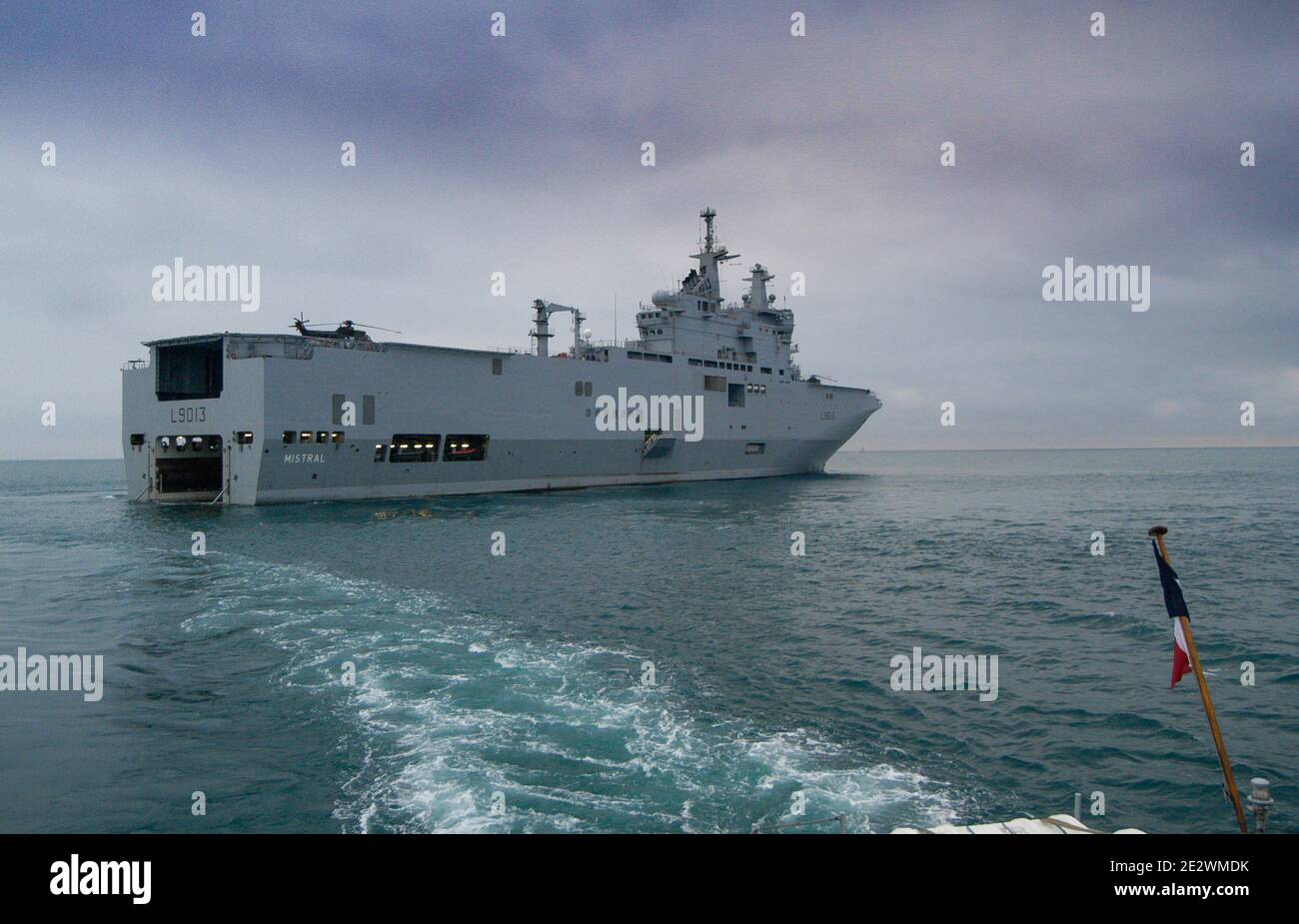 The lead ship of the Mistral class of amphibious assault ships, Mistral ...
