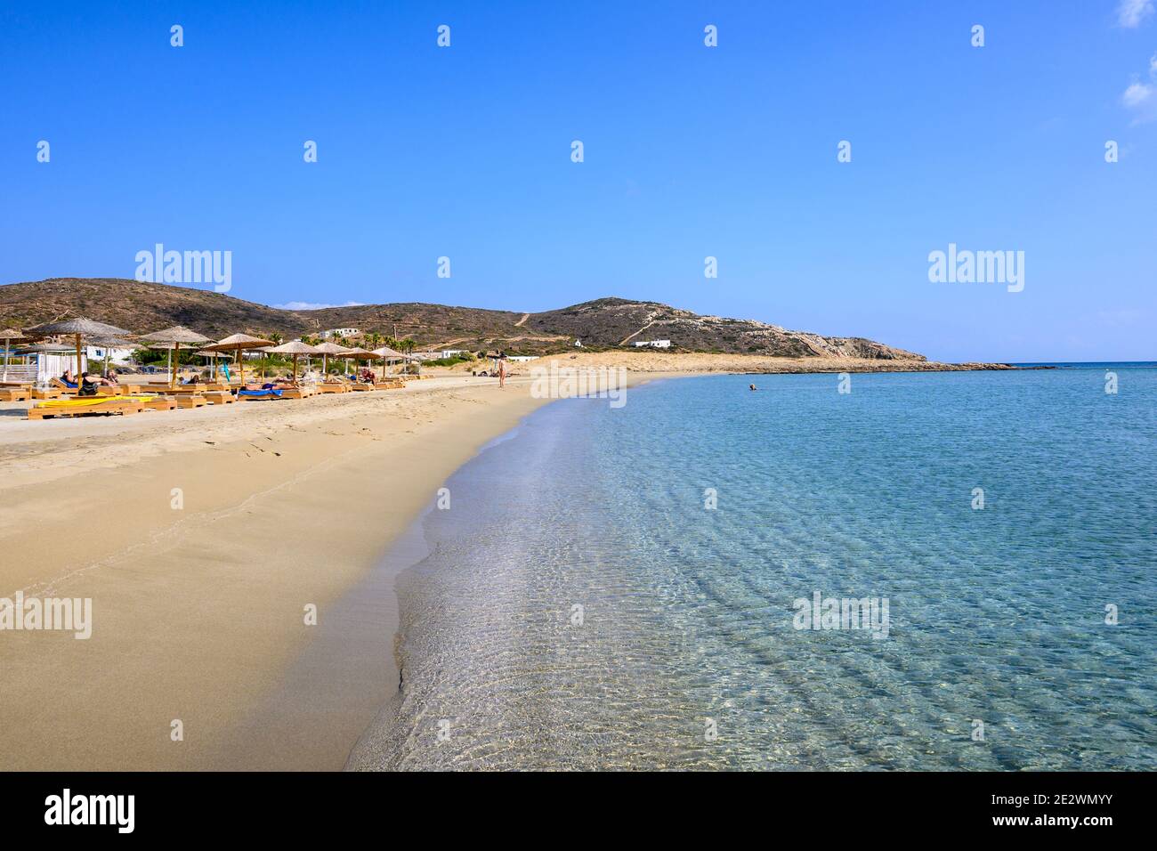 Ios, Greece - September 21, 2020: Manganari beach on Ios island, one of ...