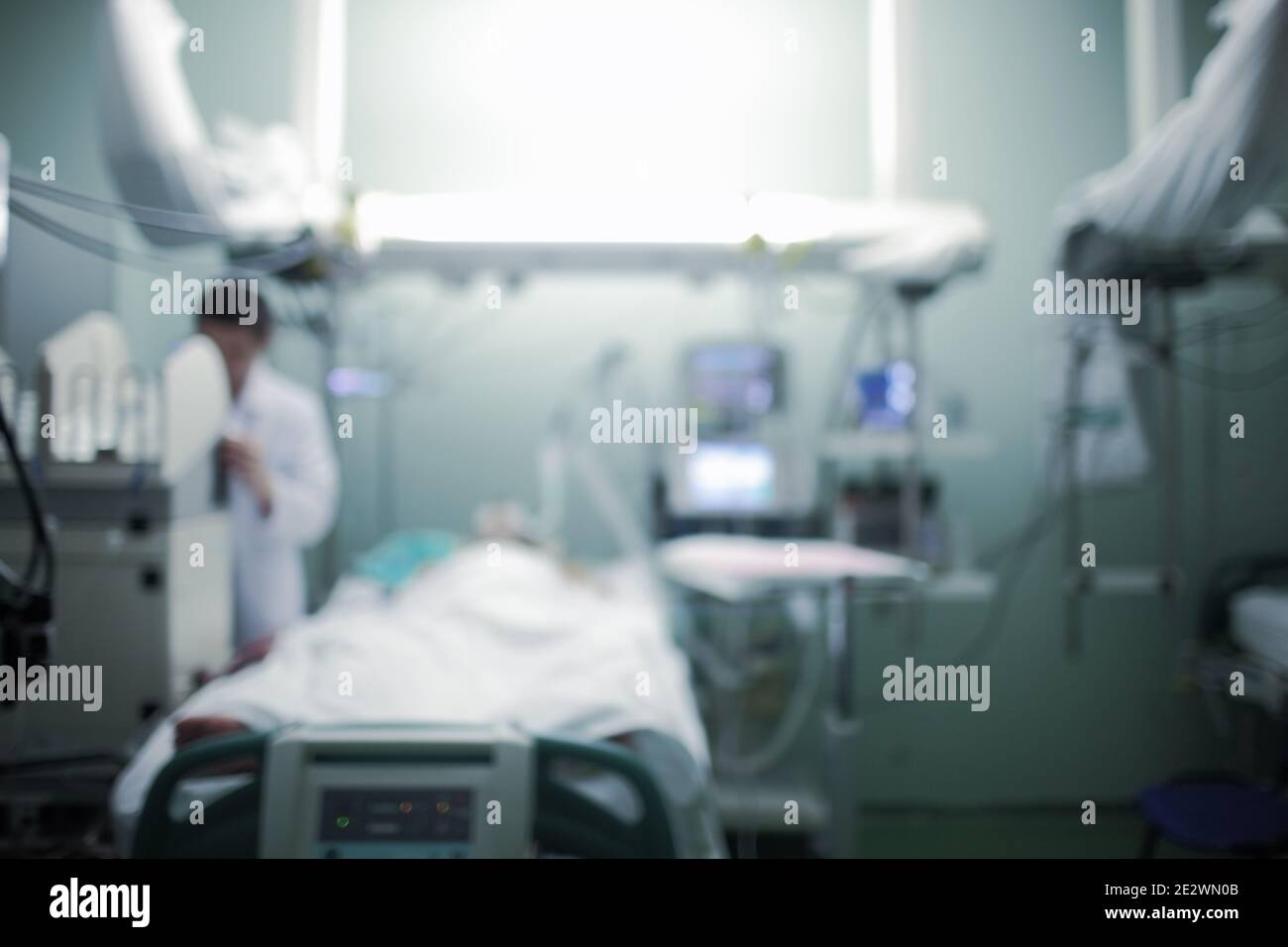 Life support and critical care in the ICU, unfocused background Stock ...
