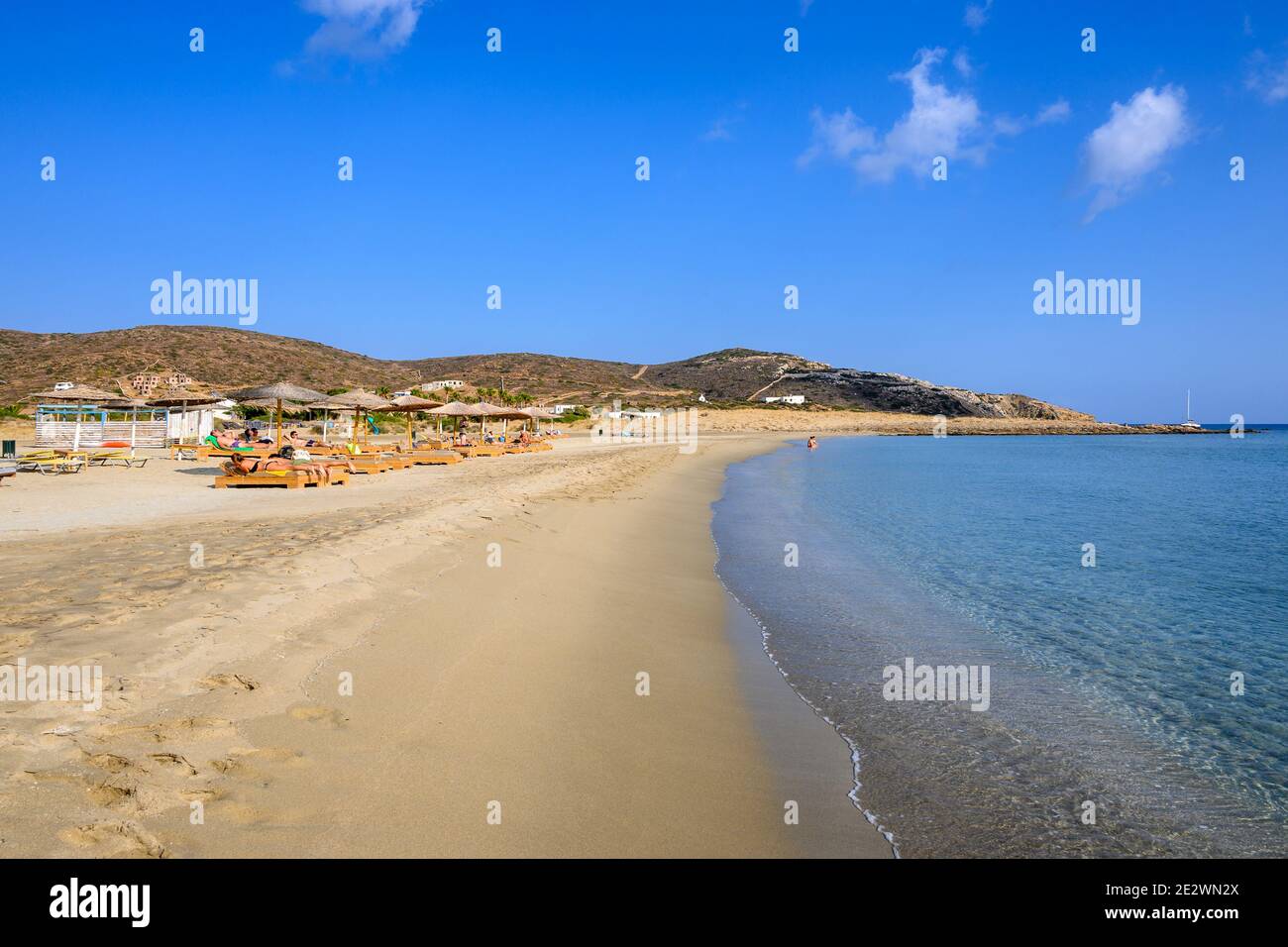 Ios, Greece - September 21, 2020: Manganari beach on Ios island, one of ...