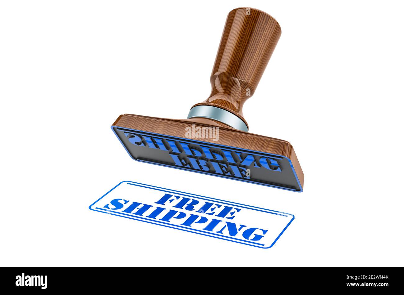 Free Shipping stamp. Wooden stamper, seal with text free shipping, 3D ...