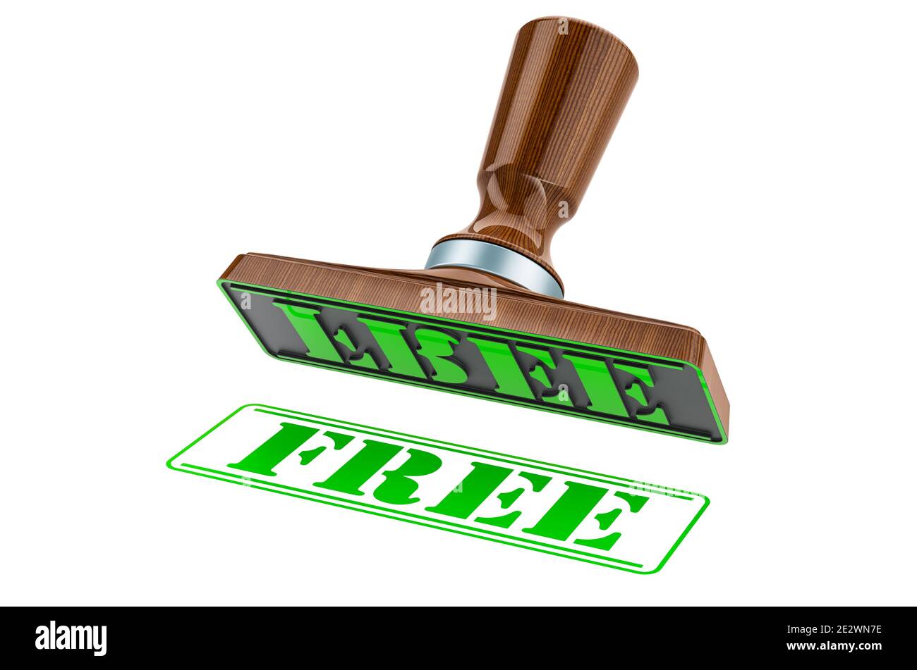 Free stamp. Wooden stamper, seal with text free, 3D rendering isolated ...